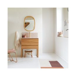 Tikamoon Waschtisch Badezimmermöbel aus massivem Teakholz und Premium-Terrazzo Rosa 80 cm