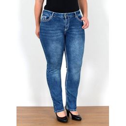 ESRA Straight-Jeans FG11 Straight Fit Jeans Damen High Waist Hose mit weißer Naht bis Plus Size