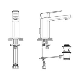 Ideal Standard Waschtischarmatur Tonic II, 5 l/min., mit Ablaufgarnitur Ausld. 126mm, Chrom A6326AA