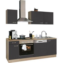 Optifit Küchenzeile Parare, 210 bzw. 270 cm mit Hanseatic E-Geräten, mit oder ohne Kühlschrank, grau