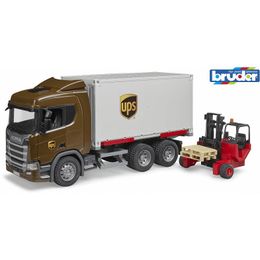 Bruder 03582 Scania Super 560R UPS Logistik-LKW mit Mitnahmestapler Spielzeugauto Mehrfarbig