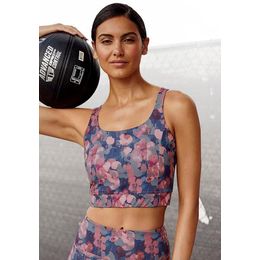 active by Lascana LASCANA ACTIVE Crop-Top 'mit gekreuzten Trägern' Gemustert Gr. XS (32/34) für Damen. Rundhals und Logoschriftzug, Logodruck. Figurbetont