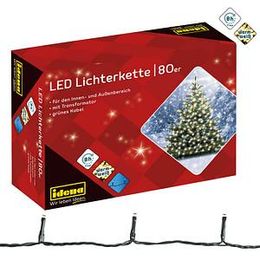 Idena 80er weiße LED Lichterkette grün 16,0 m