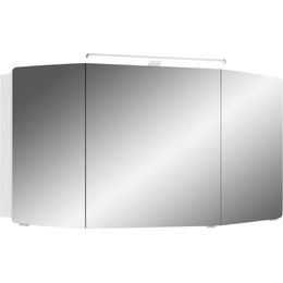 Saphir Spiegelschrank Cassca Sprint Badschrank, 3 Spiegeltüren, 6 Einlegeböden, 120 cm breit inkl. LED-Beleuchtung, Türdämpfer, Schalter-/Steckdosenkombination, weiß