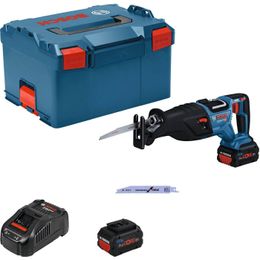 Bosch Professional Akku-Säbelsäge BITURBO. GSA 18V-28, Set, Brushless-Technologie, 2x PC5,5Ah, L-BOXX, blau