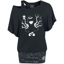 Gothicana by EMP Gothicana X Emily The Strange 2in1 T-Shirt and Top T-Shirt schwarz in L