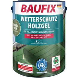 Baufix Holzschutzlasur Wetterschutz-Holzgel, wetterbeständig, UV beständig, atmungsaktiv, 5L, seidenglänzend, grün