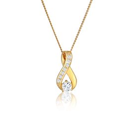 Collierkettchen Elli Premium "Infinity Symbol Topas 585 Gelbgold" Halsketten Gr. 45, mit Steinen, Gelbgold 585, Länge: 45 cm, goldfarben (gold) Damen Colliers