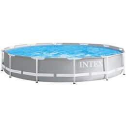 Intex Framepool Prism Frame Premium Pool (Set), ØxH: 366x76 cm, mit Kartuschenfilteranlage, blau|grau|weiß