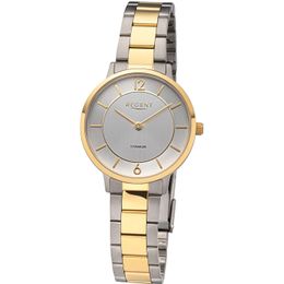 Regent Uhren Quarzuhr REGENT "F1340 -3243.91.91" Armbanduhren silberfarben (titansilberfarben, goldfarben) Damen Quarzuhren