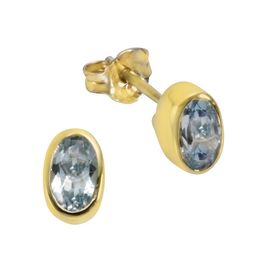 Paar Ohrstecker Vivance "333/- Gelbgold mit Blautopas (beh.)" Ohrringe Gr. ONE-SIZE, Gold, gelb (gelb, blau) Damen Ohrstecker