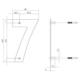 Intersteel Hausnummer 7 Edelstahl gebürstet 150 mm