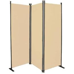 Grasekamp Stellwand 165x170 cm dreiteilig - beige - Paravent Raumteiler Trennwand Sichtschutz