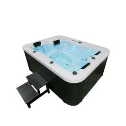Home Deluxe Outdoor Whirlpool WHITE MARBLE - Mit Treppe und Thermoabdeckung