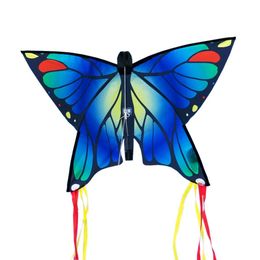 CiM Flug-Drache Butterfly BLUE, 58x40cm mit Bogenschwänzen fertig aufgebaut inkl. Drachenschnur