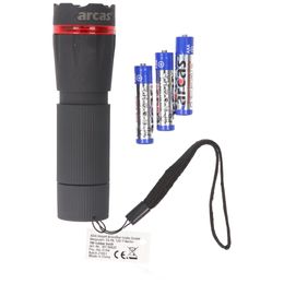 Arcas LED Taschenlampe 1 Watt LED Zoom Taschenlampe mit Zoom max. 60 Lumen inklusive 3 AAA M