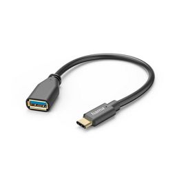 Hama USB Adapterkabel, OTG, USB C Stecker, USB A Buchse, 15 cm, Schwarz USB-Kabel, USB-C, USB Typ A (15 cm), schwarz