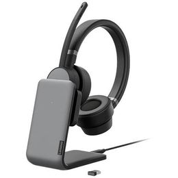 Lenovo Go Wireless On Ear Headset Bluetooth® Stereo Grau Noise Cancelling Lautstärkeregelung, Mikrofon-Stummschaltung