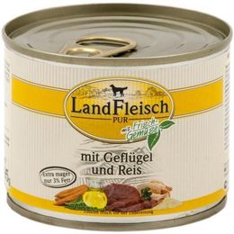 LANDFLEISCH Dog Pur Geflügel & Reis extra mager 12 x 195g