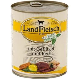 LANDFLEISCH Dog Pur Geflügel & Reis extra mager 6 x 800g