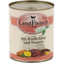 LANDFLEISCH Dog Pur Rinderherzen & Nudeln 6 x 800g