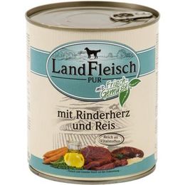 LANDFLEISCH Dog Pur Rinderherzen & Reis 6 x 800g