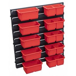 Proregal® Kleinteilemagazin Tinker Kleinteilewandregal mit 10 Sortimentskästen schwarz/rot (Sichtboxenregal
