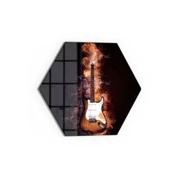 DEQORI Glasbild 'Brennende E-Gitarre'
