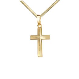 JEVELION Kreuzkette Diamantschliff Kreuz Anhänger 750 Gold