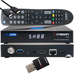 Octagon SX88 4K UHD S2+IP Multistream SAT Receiver + 300 Mbits Wifi Stick SAT-Receiver