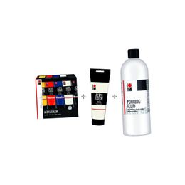 Marabu Acrylfarbe Marabu Acrylfarbe Set 5x 100ml + 1x 225ml extra Tube weiß + Pouring Fl