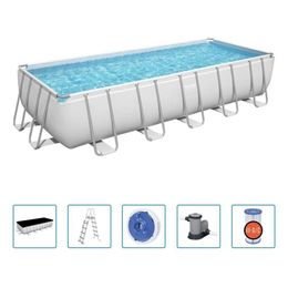 DOTMALL Rechteckpool Power Steel Frame Rectangular Pool Set 640 x 274 x 132cm Bestway