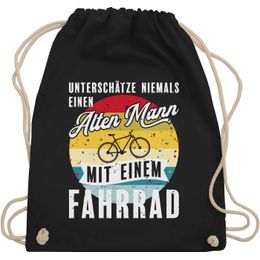 Shirtracer Turnbeutel Unterschätze niemals einen alten Mann mit einem Fahrrad Vintage