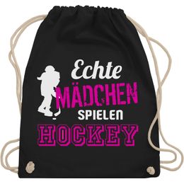 Shirtracer Turnbeutel Echte Mädchen spielen Hockey