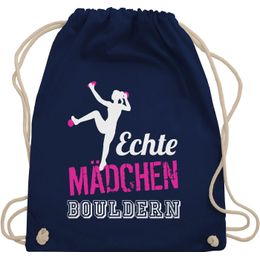 Shirtracer Turnbeutel Echte Mädchen bouldern fuchsia/weiß