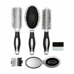 RHP Haarbürsten-Set 16 teilig Haarbürste mit Taschenspiegel und Bürste Haargummi& Spange