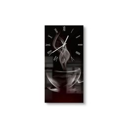 DEQORI Wanduhr 'Tasse aus Kaffeedampf' (Glas Glasuhr modern Wand Uhr Design Küchenuhr)