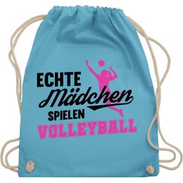 Shirtracer Turnbeutel Echte Mädchen spielen Volleyball schwarz / fuchsia