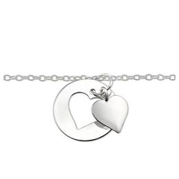 BUNGSA Fußkette Fusskette Herzchen Silber aus 925 Silber Damen (1 Armband