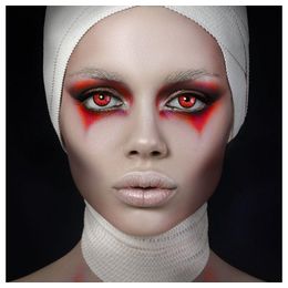 aricona Motivlinsen Rote Farbige Halloween Kontaktlinsen Kostüm Zombie Vampir Fasching Dämonen Fun
