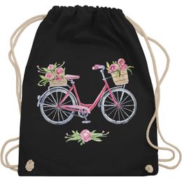 Shirtracer Turnbeutel Vintage Fahrrad Wasserfarbe Blumen