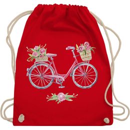 Shirtracer Turnbeutel Vintage Fahrrad Wasserfarbe Blumen