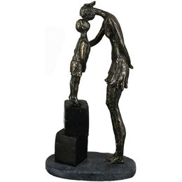 Brillibrum Dekofigur Skulptur Mutter mit Kind bronzefarben aus Polyresin Dekofigur Geborgenheit Statue Elternliebe Kindheit Geschwister Liebe