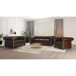 S-Style Möbel Polstergarnitur Chesterfield Jeff 3+2+1