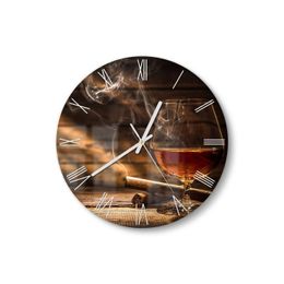 DEQORI Wanduhr 'Whiskeyglas und Zigarre' (Glas Glasuhr modern Wand Uhr Design Küchenuhr)