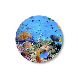 DEQORI Wanduhr 'Lebensraum Korallenriff' (Glas Glasuhr modern Wand Uhr Design Küchenuhr)