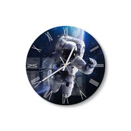 DEQORI Wanduhr 'Schwebender Kosmonaut' (Glas Glasuhr modern Wand Uhr Design Küchenuhr)