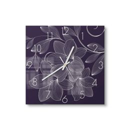 DEQORI Wanduhr 'Elegante Liliengrafik' (Glas Glasuhr modern Wand Uhr Design Küchenuhr)