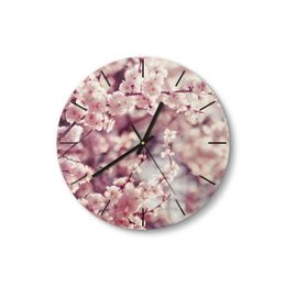 DEQORI Wanduhr 'Kirschblütenzweige' (Glas Glasuhr modern Wand Uhr Design Küchenuhr)
