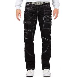 KOSMO LUPO 5-Pocket-Jeans Auffällige Herren Hose BA-KM001-1 Schwarz W34/L34 (1-tlg) mit Verzierungen und Nieten